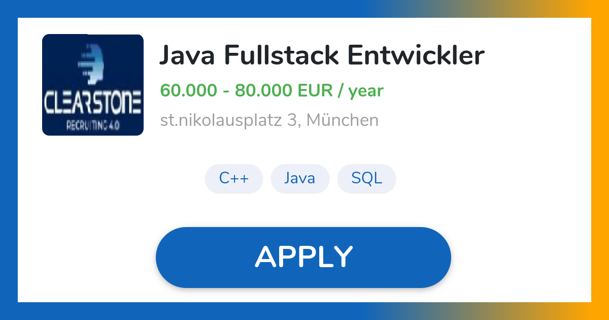 Java Fullstack Entwickler Job in München | Clearstone GmbH