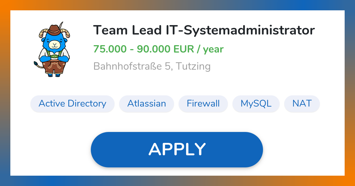 Team Lead IT-Systemadministrator Job in Tutzing | GermanTechJobs Talents