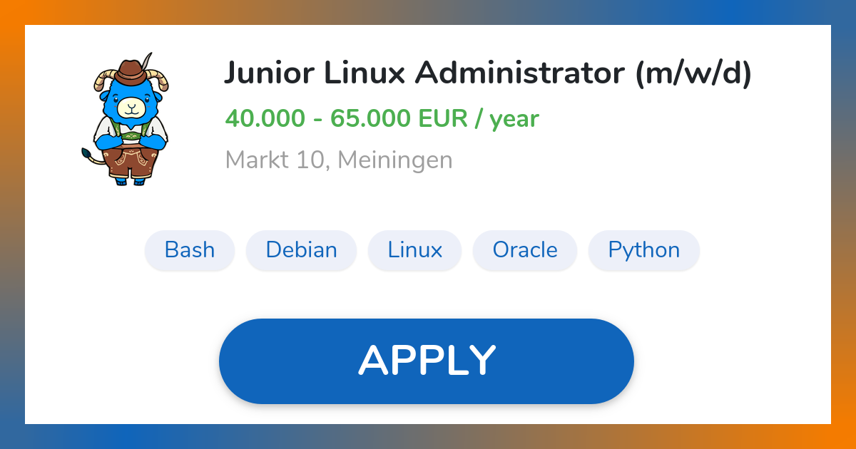 Junior Linux Administrator (m/w/d) Job in Meiningen | GermanTechJobs Talents