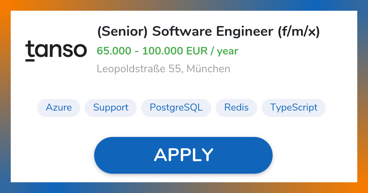 (Senior) Software Engineer (f/m/x) Job in München | Tanso Technologies GmbH